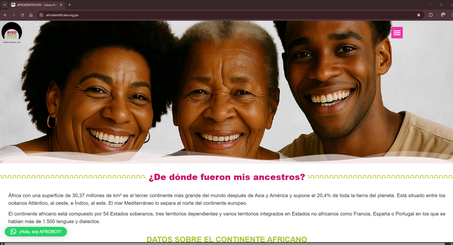Ashanti Perú presenta oficialmente la web AfroIdentifícate y el chatbot ...